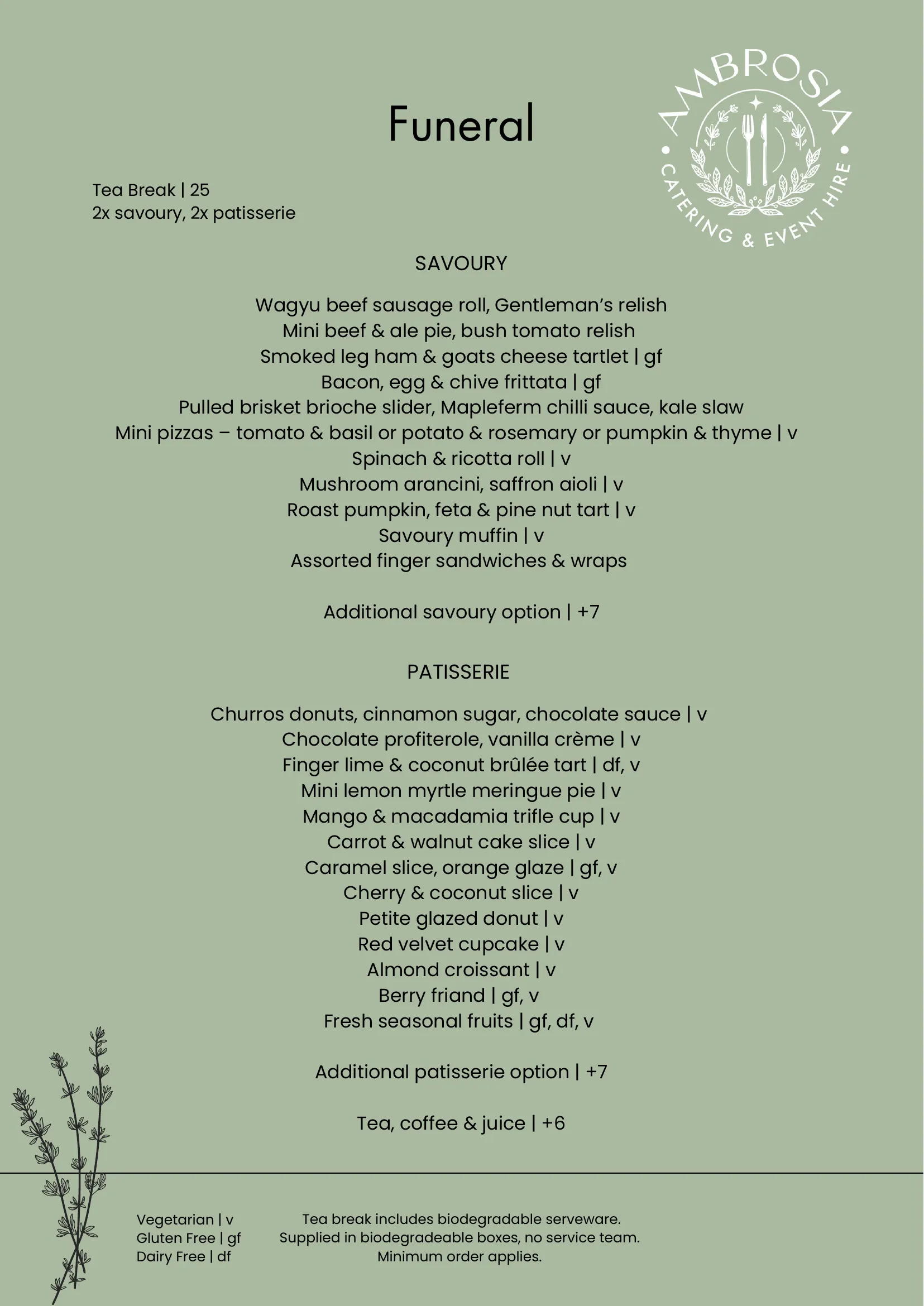 Funeral & Wake - Ambrosia Catering & Event Hire